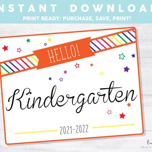 Hello Kindergarten First Day of School Sign Back to School | Etsy