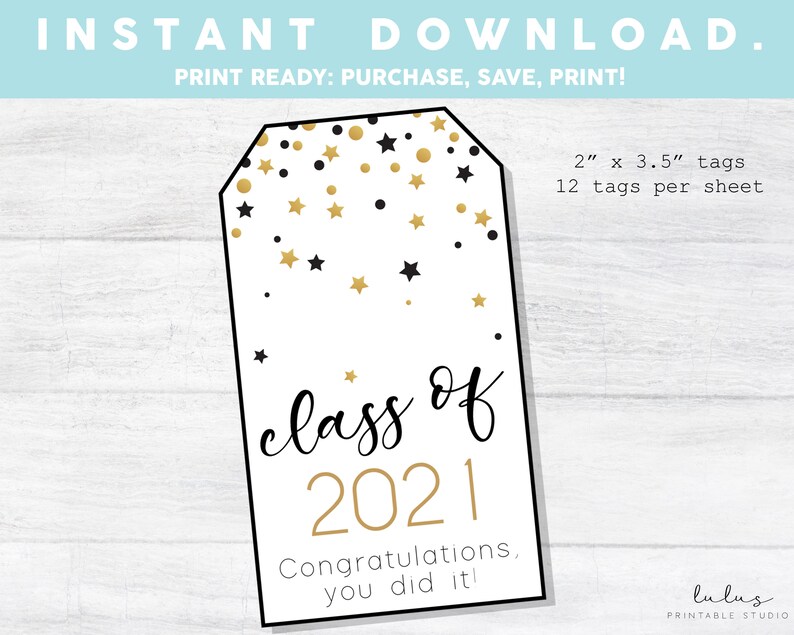 Printable Graduation Gift Tag Class of 2021 You Did It Class - Etsy