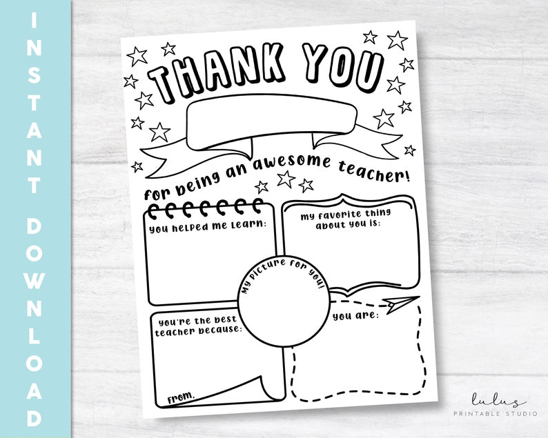 Teacher Appreciation Letter Thank You Teacher Coloring Page - Etsy