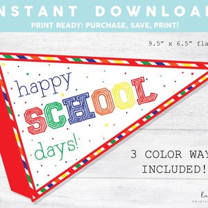 First Day of School Flag Printable, First Day of School Sign, Pennant ...
