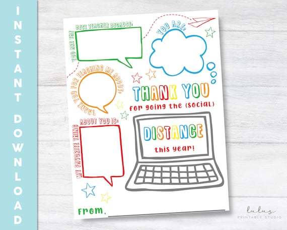 Virtual Teacher Appreciation Printable Thank You Note for | Etsy