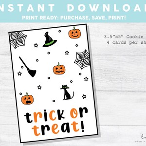 Trick or Treat Cookie Card, Halloween Cookie Card, Pumpkins, Happy ...