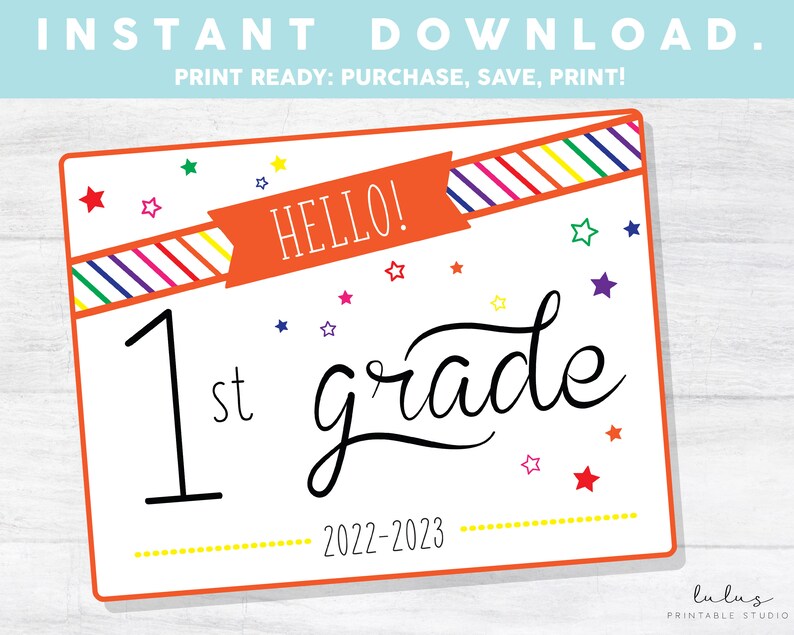 Hello First Grade, First Day of School Sign, Back to School, First Day ...