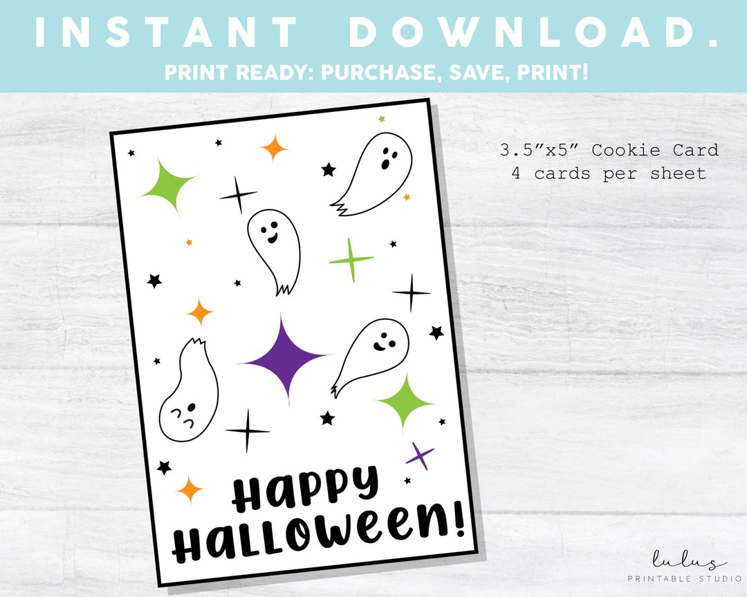 Happy Halloween Cookie Card, Ghost, Ghost Cookie Card, Happy Halloween ...