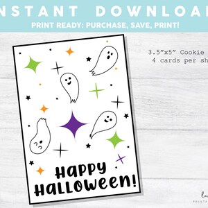 Happy Halloween Cookie Card, Ghost, Ghost Cookie Card, Happy Halloween ...