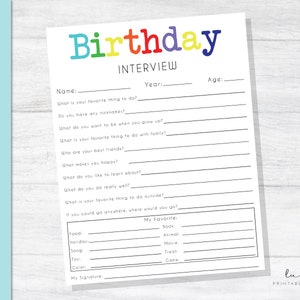 Birthday Interview, Kid Birthday Interview, Birthday Traditions - Etsy