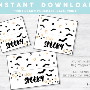 Stay Spooky Halloween Treat Candy Goody Bag Topper, Printable Halloween ...