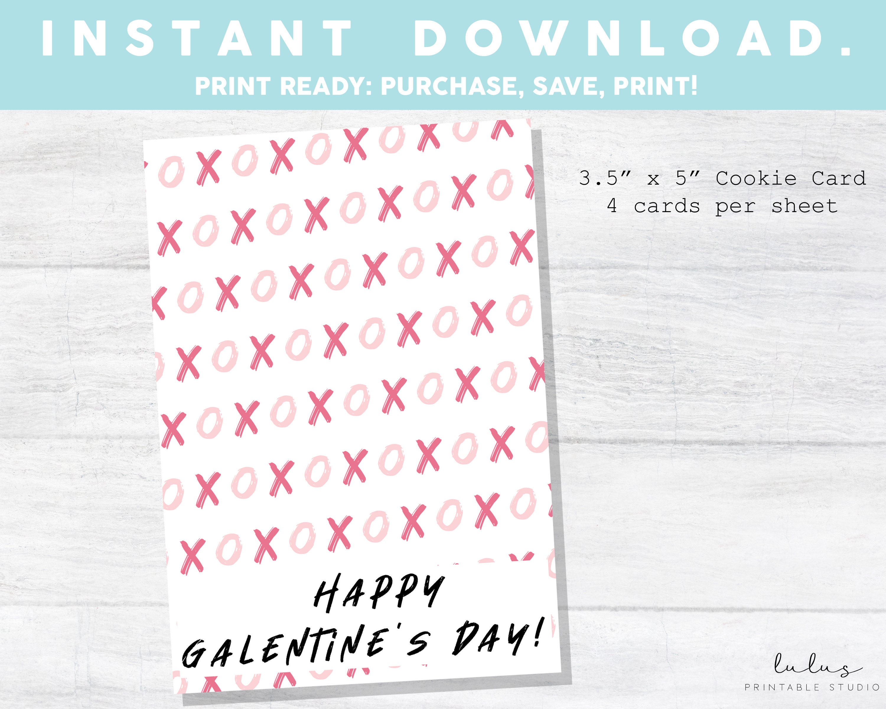 Printable Mini Cookie Card- 3.5" X 5" Happy Valentine's Day Happy ...