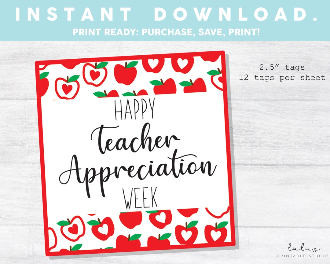Teacher Appreciation Week, Teacher Appreciation Gift Tag, Thank You ...