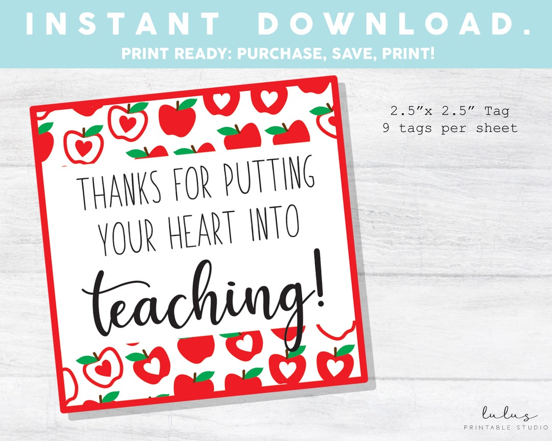 Thanks for Putting Your Heart Into Teaching SQUARE TAG, Teacher ...