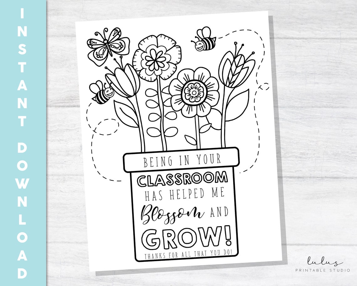Teacher Appreciation Letter Thank You Teacher Coloring Page | Etsy