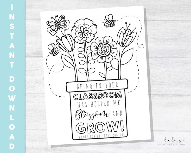 Teacher Appreciation Letter Thank You Teacher Coloring Page | Etsy