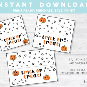 Trick or Treat Pumpkin Halloween Treat Candy Goody Bag Topper ...