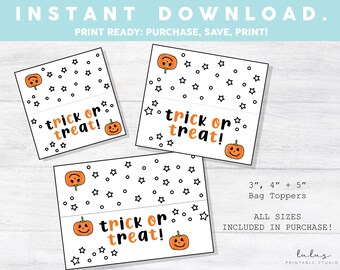 INSTANT DOWNLOAD Halloween Monster Treat Topper Candy Bag - Etsy