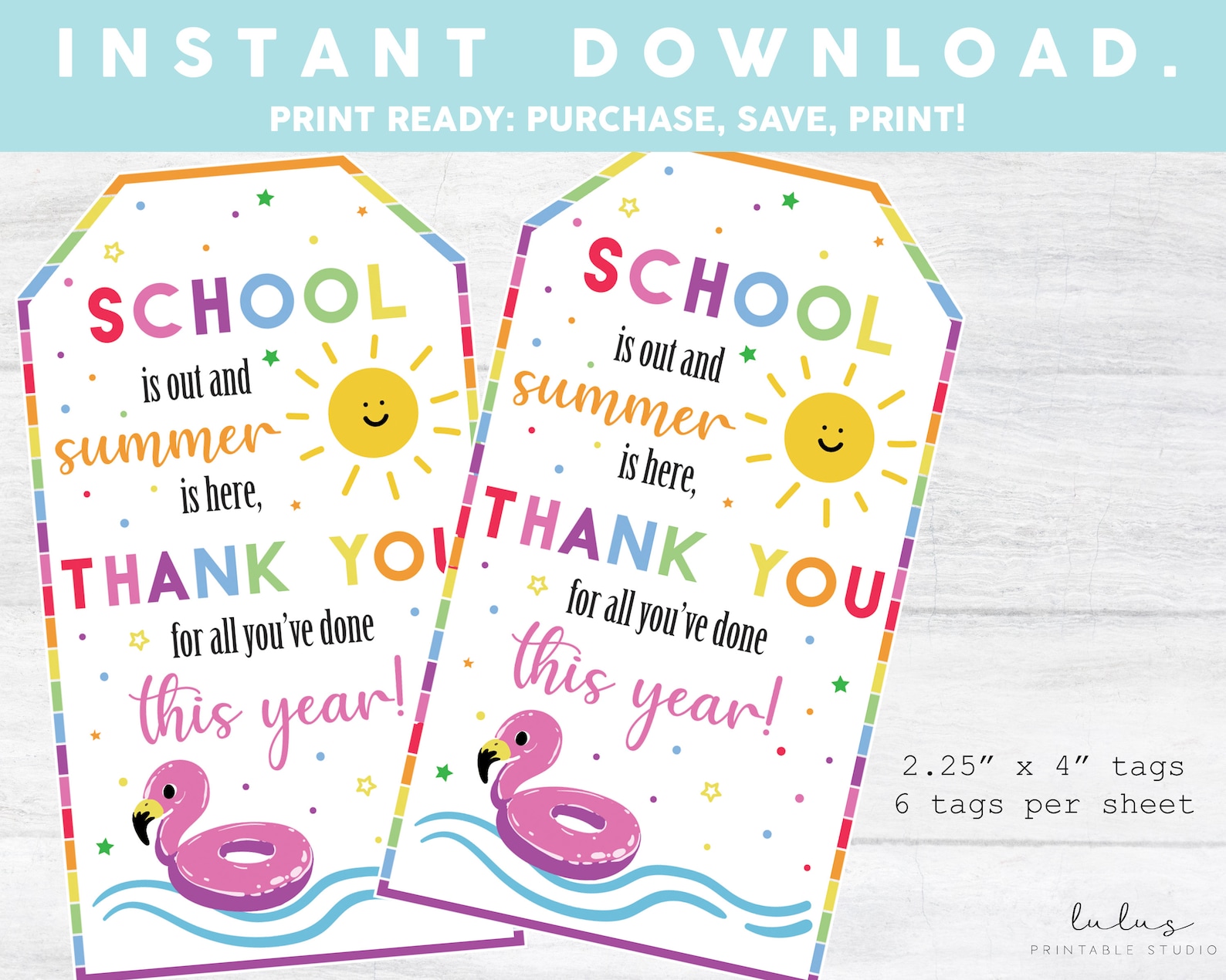 Teacher Appreciation Gift Tag Last Day of School Tag Summer - Etsy