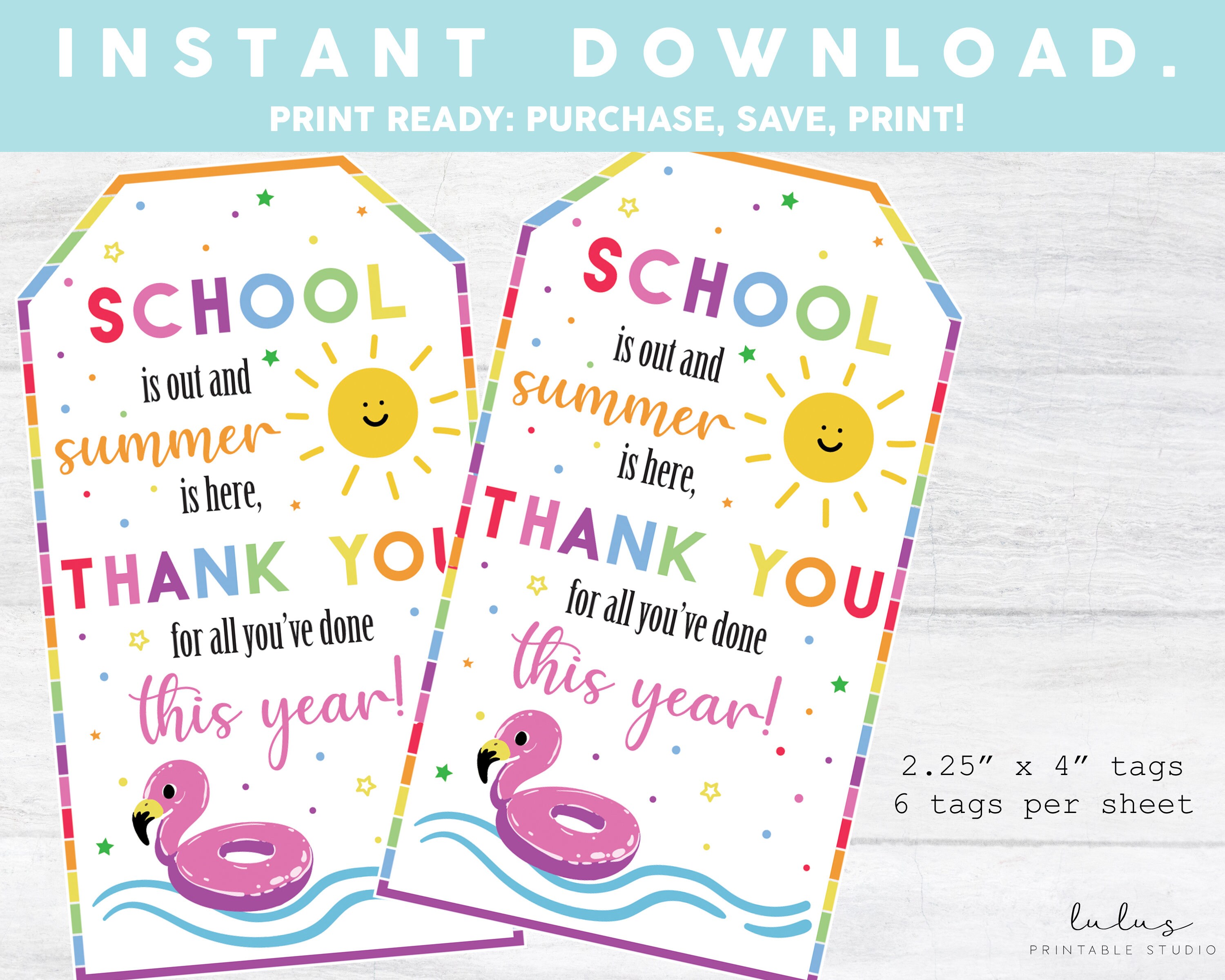 Teacher Appreciation Gift Tag Last Day of School Tag Summer | Etsy