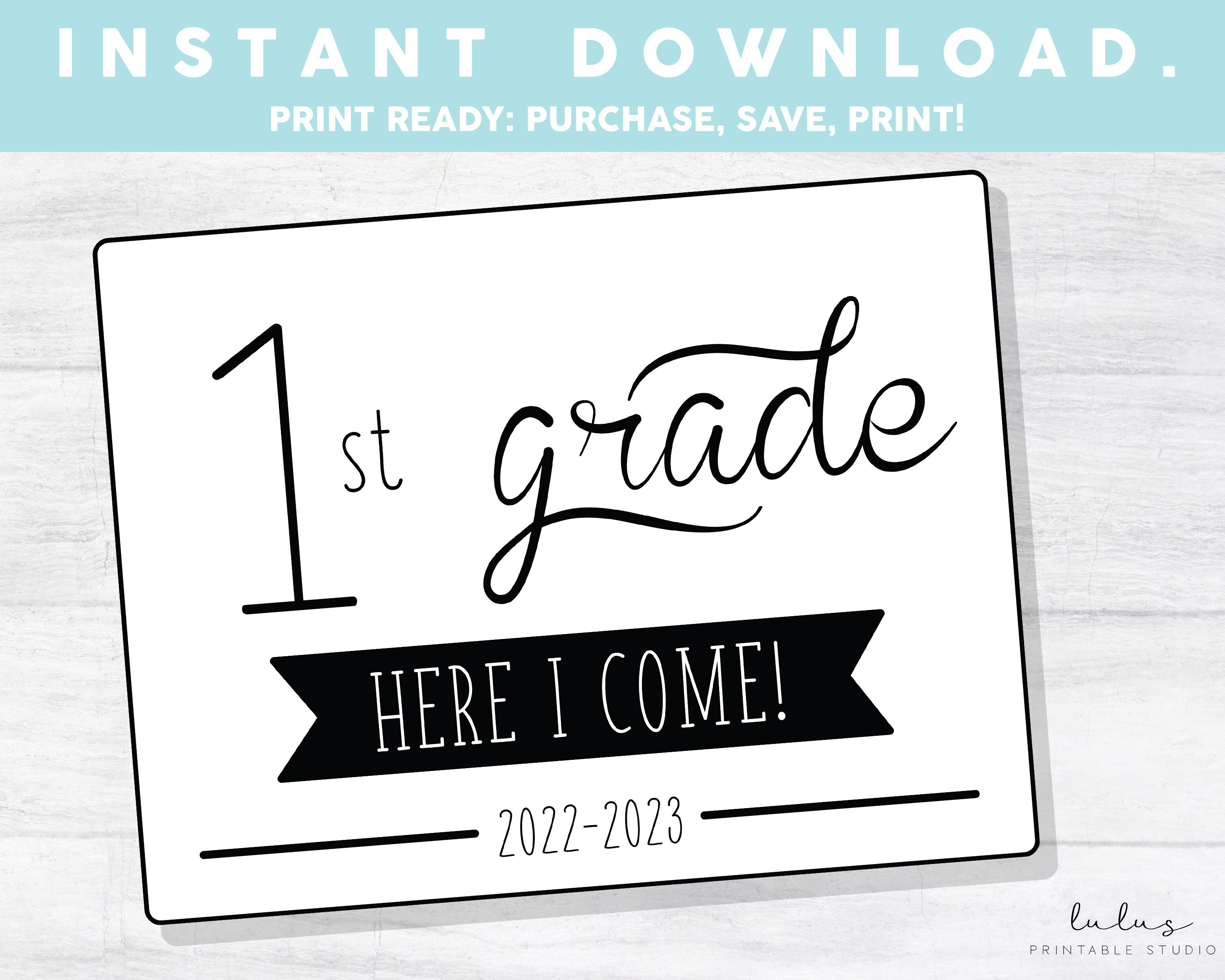 First Grade Here I Come First Day of School Sign Back to - Etsy