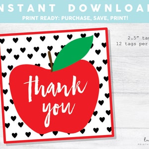 Teacher Appreciation Gift Tag, Teacher Appreciation Week, Thank You Tag ...