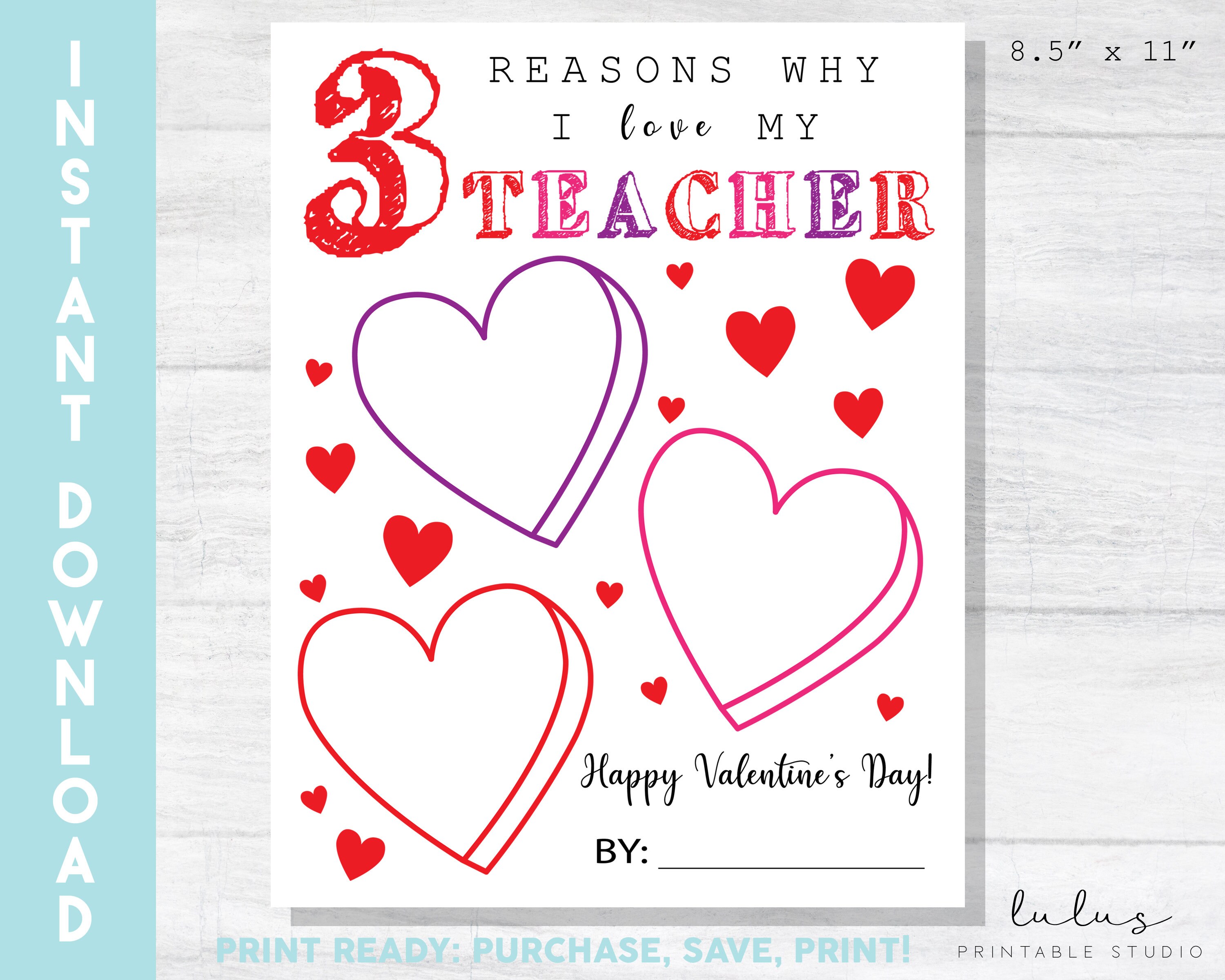 Teacher Appreciation Letter Teacher Valentine Card I Love My | Etsy
