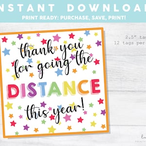 Teacher Appreciation Gift Tag, Teacher Appreciation Week, Distance ...