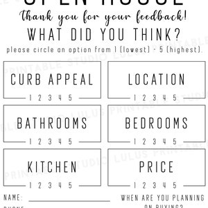 Realtor Open House Survey, Realtor Open House, Feedback Survey, Realtor ...