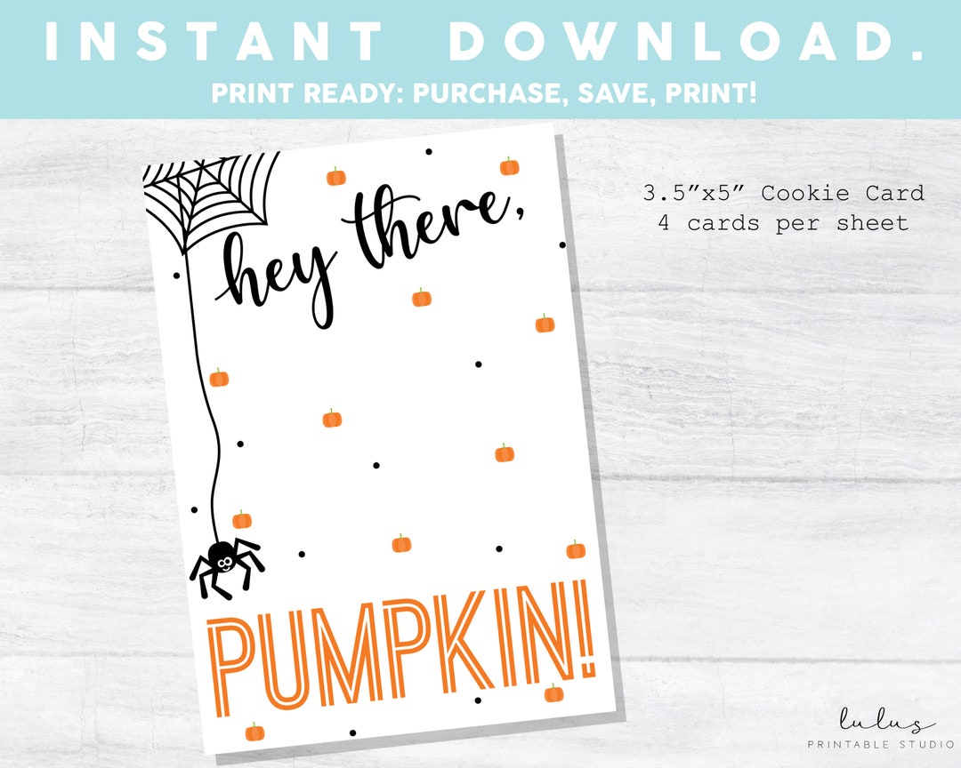 Pumpkin Halloween Cookie Card, Hey There Pumpkin Cookie Card, Halloween ...