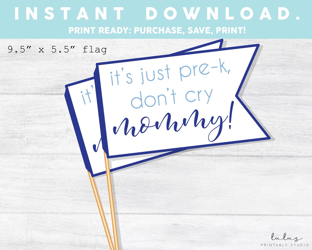 First Day of Prek Flag, It's Just Prek Don't Cry Mommy, School Flag ...