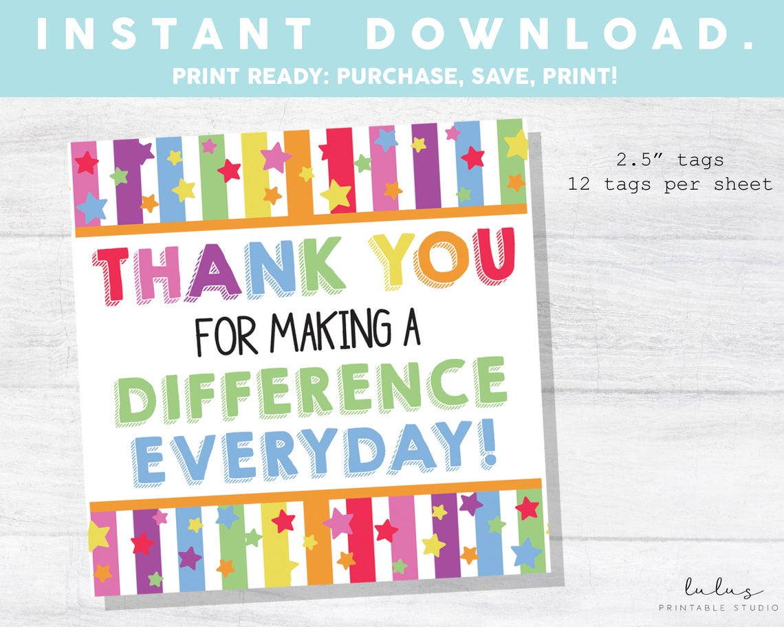 Teacher Appreciation Week Thank You Gift Tag Teacher Gift | Etsy