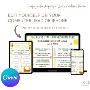 EDITABLE Teacher Appreciation Week Itinerary Printable Lemon - Etsy