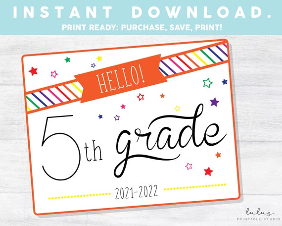 Hello Fifth Grade First Day of School Sign Back to School - Etsy