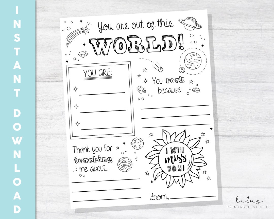 You're Out of This World Teacher Appreciation Letter, Thank You Teacher ...