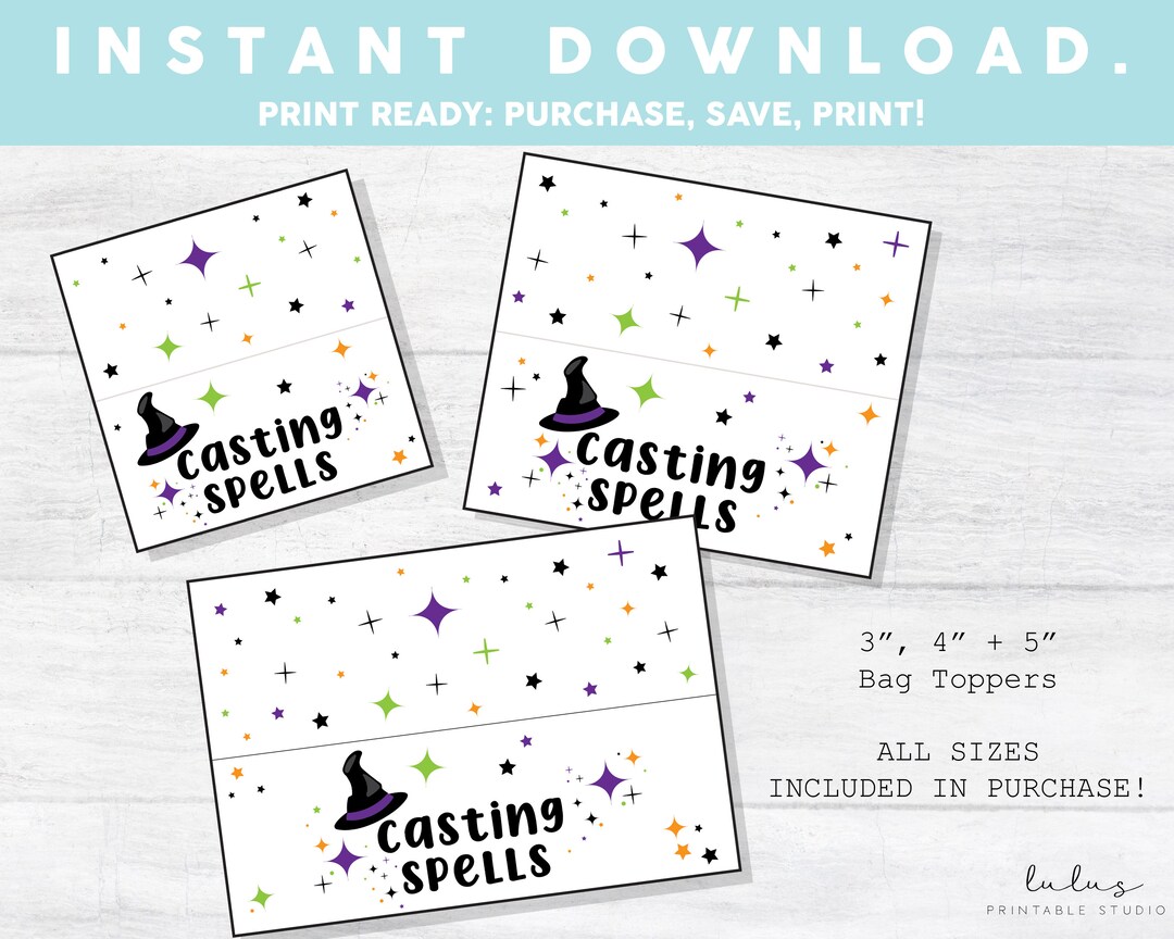 Halloween Witch Treat Candy Goody Bag Topper, Printable Halloween Party ...