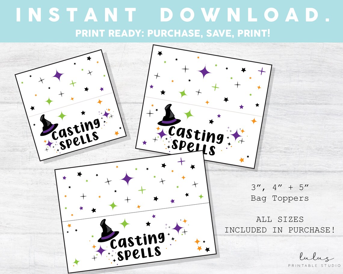 Halloween Witch Treat Candy Goody Bag Topper, Printable Halloween Party ...