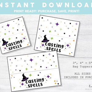 Halloween Witch Treat Candy Goody Bag Topper, Printable Halloween Party ...