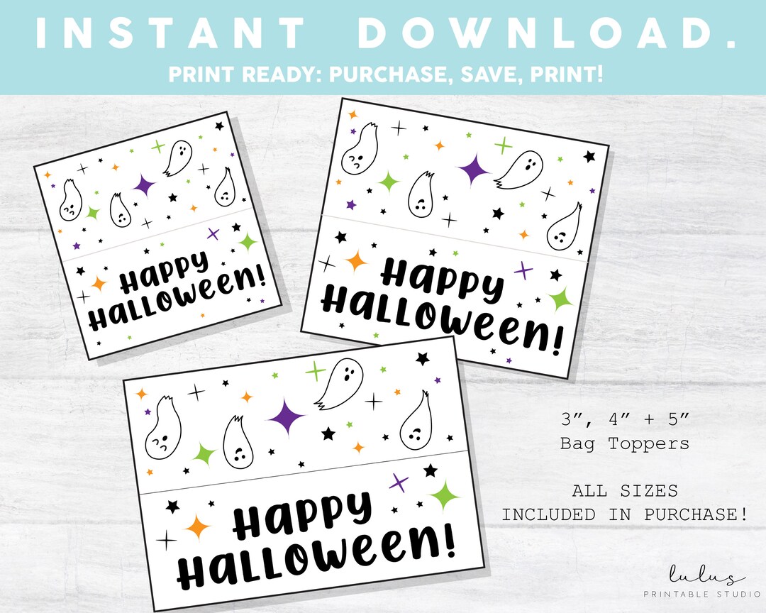 Happy Halloween Treat Candy Goody Bag Topper, Printable Halloween Party ...