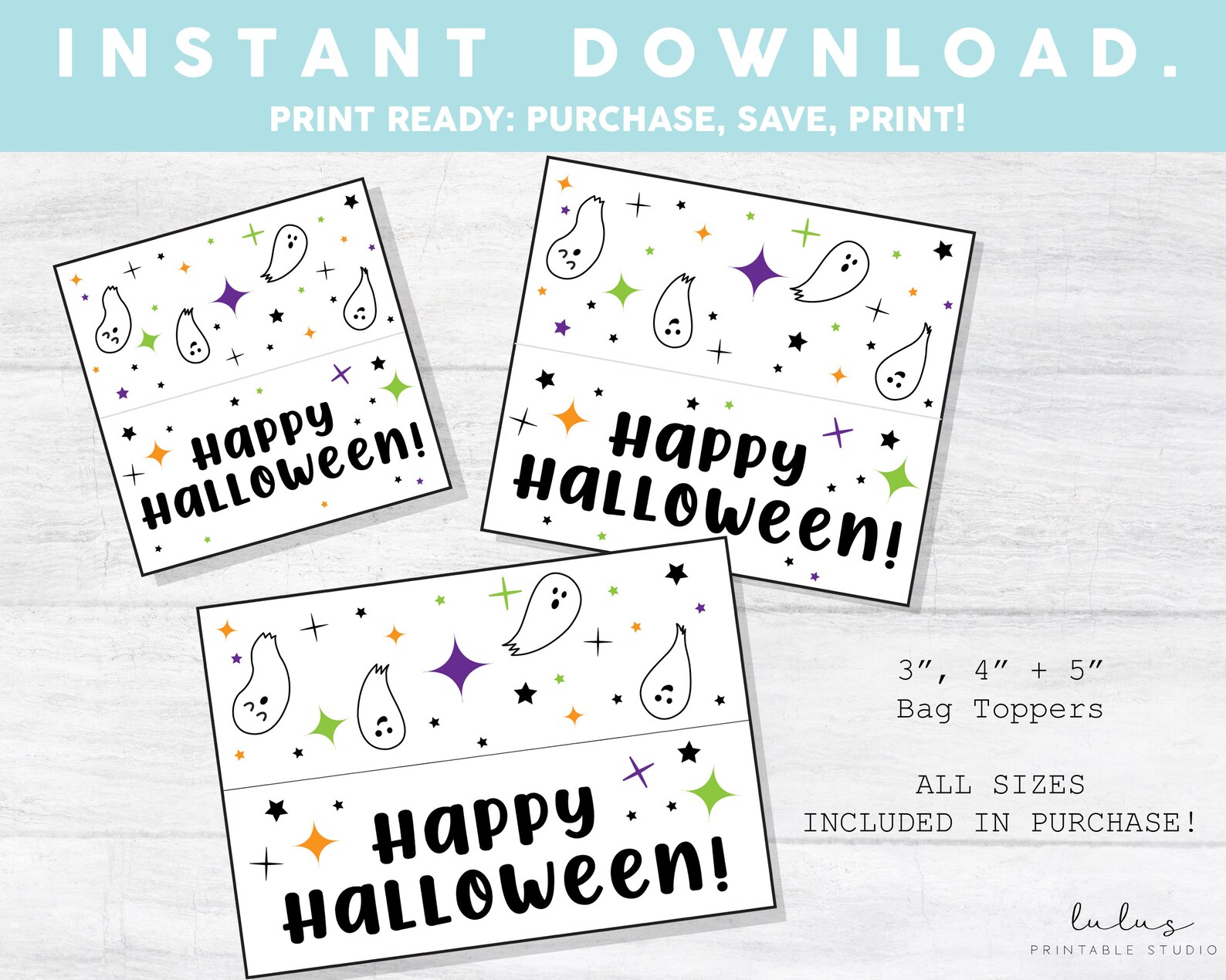 Happy Halloween Treat Candy Goody Bag Topper, Printable Halloween Party ...