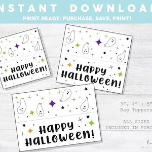 Happy Halloween Treat Candy Goody Bag Topper, Printable Halloween Party ...