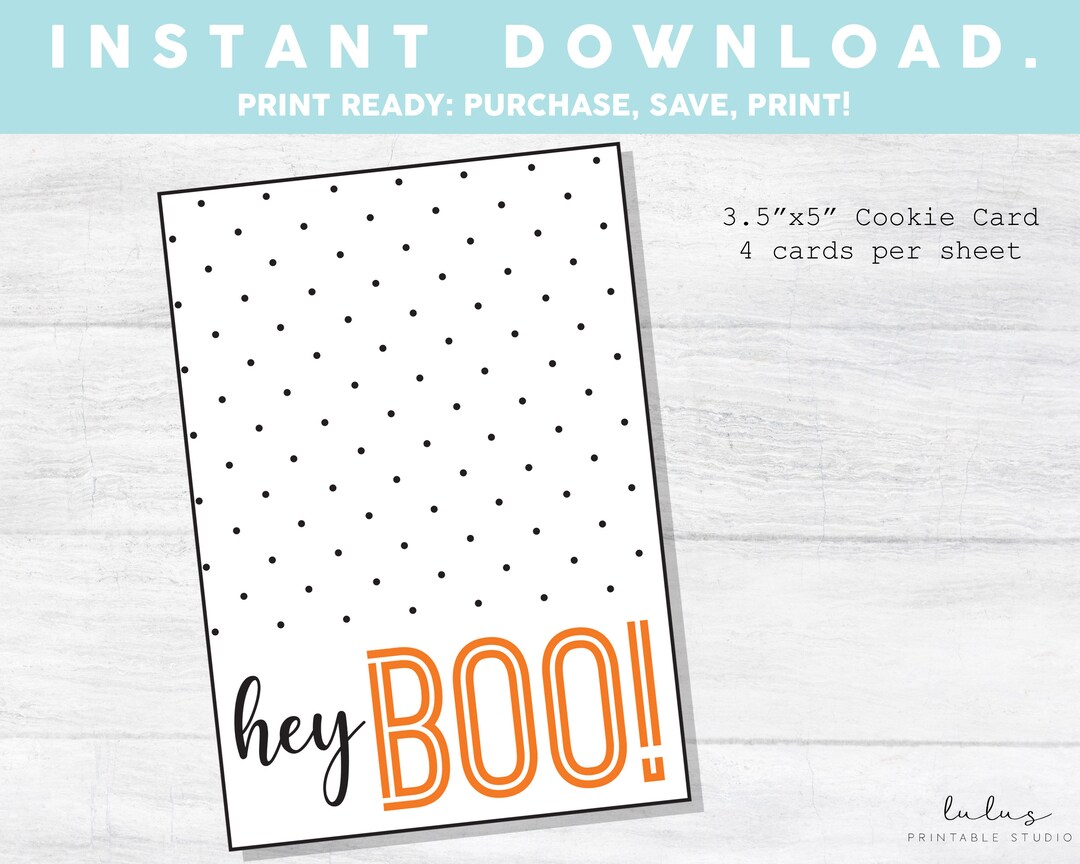 Halloween Cookie Card, Hey Boo Cookie Card, Halloween Gifts - Etsy