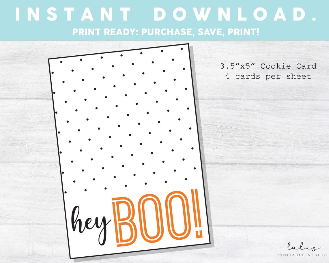 Halloween Cookie Card Hey Boo Cookie Card Halloween Gifts - Etsy