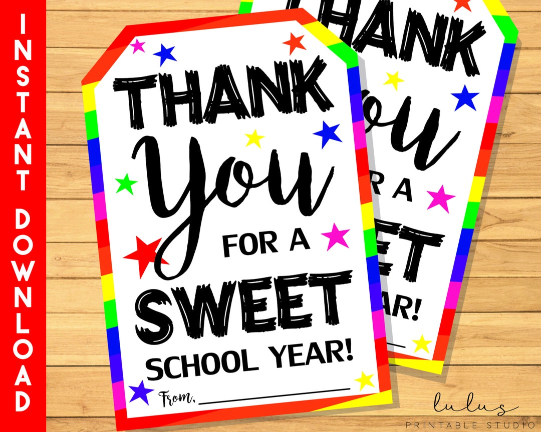 End of the Year Teacher Gift Tag Printable, Thank You Gift for Teacher ...