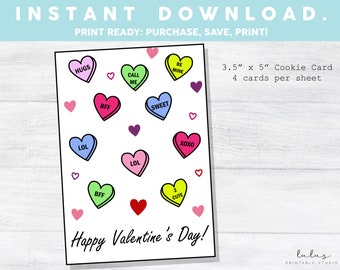 Printable Mini Cookie Card 3.5 X 5 Happy | Etsy