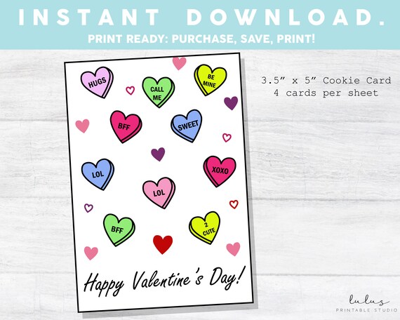 Printable Mini Cookie Card 3.5 X 5 Happy | Etsy