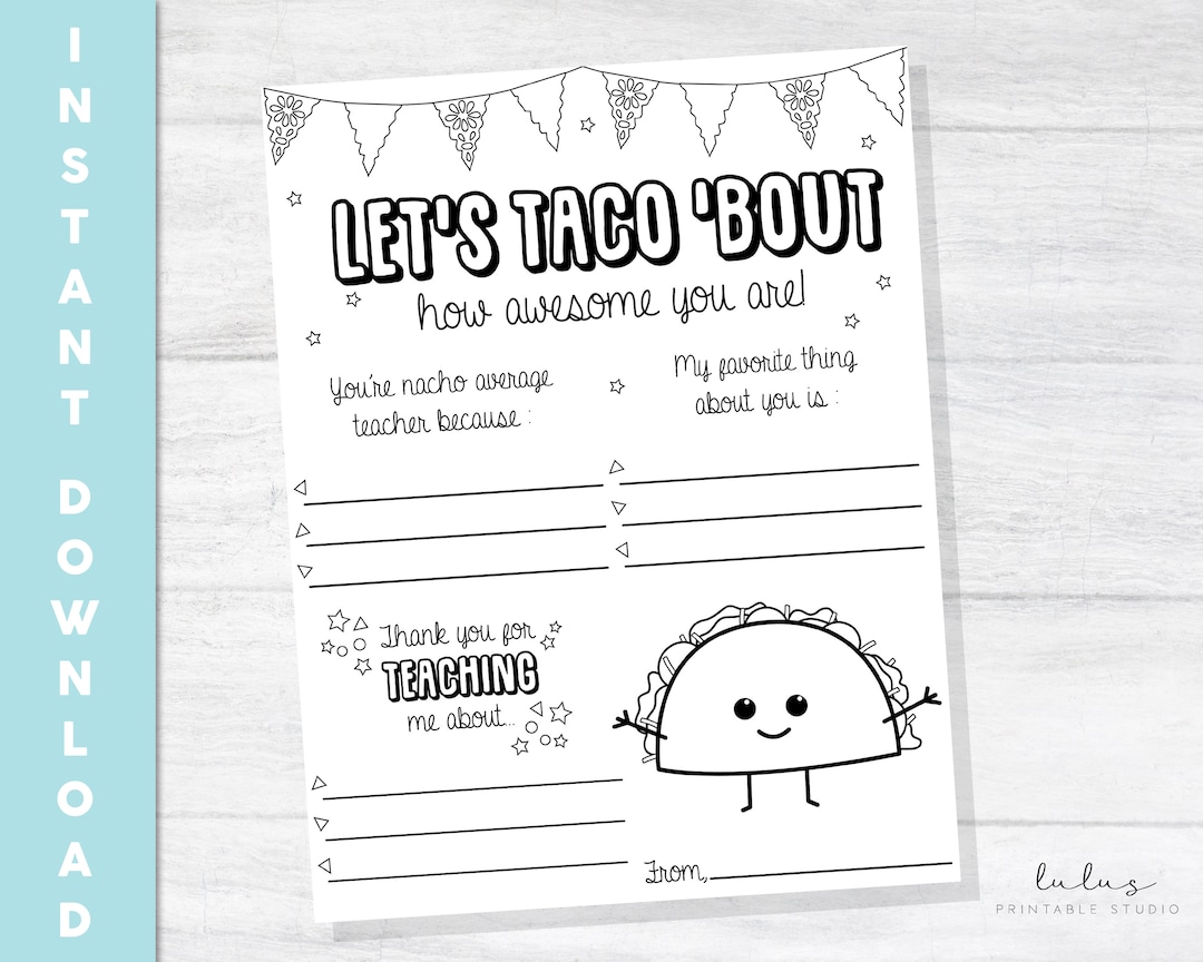 Let's Taco About Appreciation, Taco Teacher Appreciation, Teacher ...