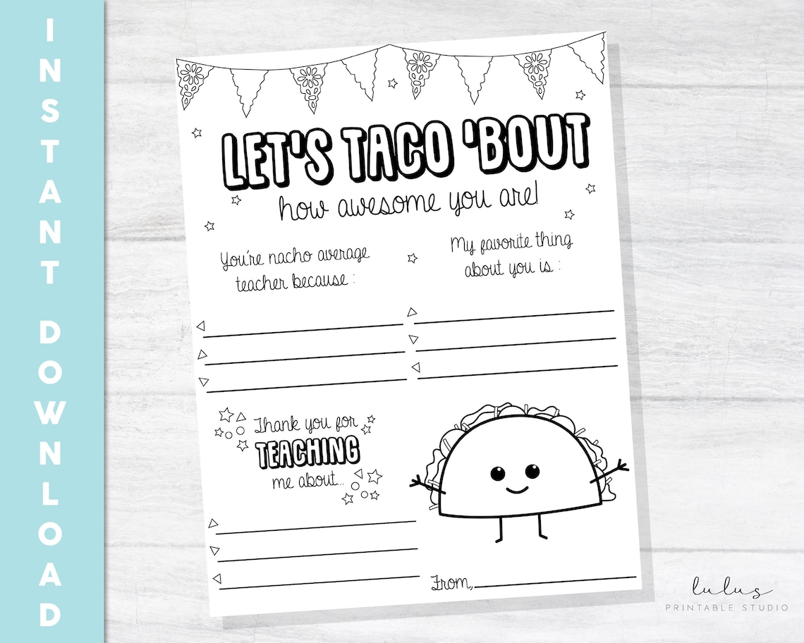 Let's Taco About Appreciation Taco Teacher Appreciation | Etsy