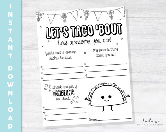 Let's Taco About Appreciation Taco Teacher Appreciation | Etsy