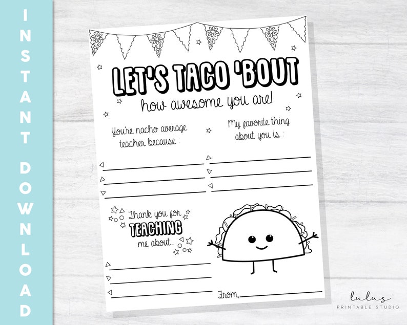 Let's Taco About Appreciation Taco Teacher Appreciation | Etsy