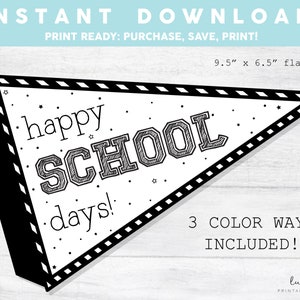 First Day of School Flag Printable, First Day of School Sign, Pennant ...