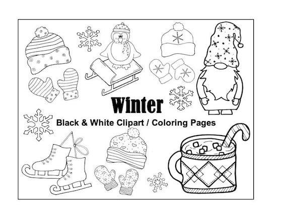 Winter Season Clipart Black And White
