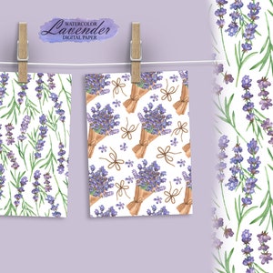 Watercolor Lavender Digital Paper, Floral Seamless Pattern (JPG) - Etsy