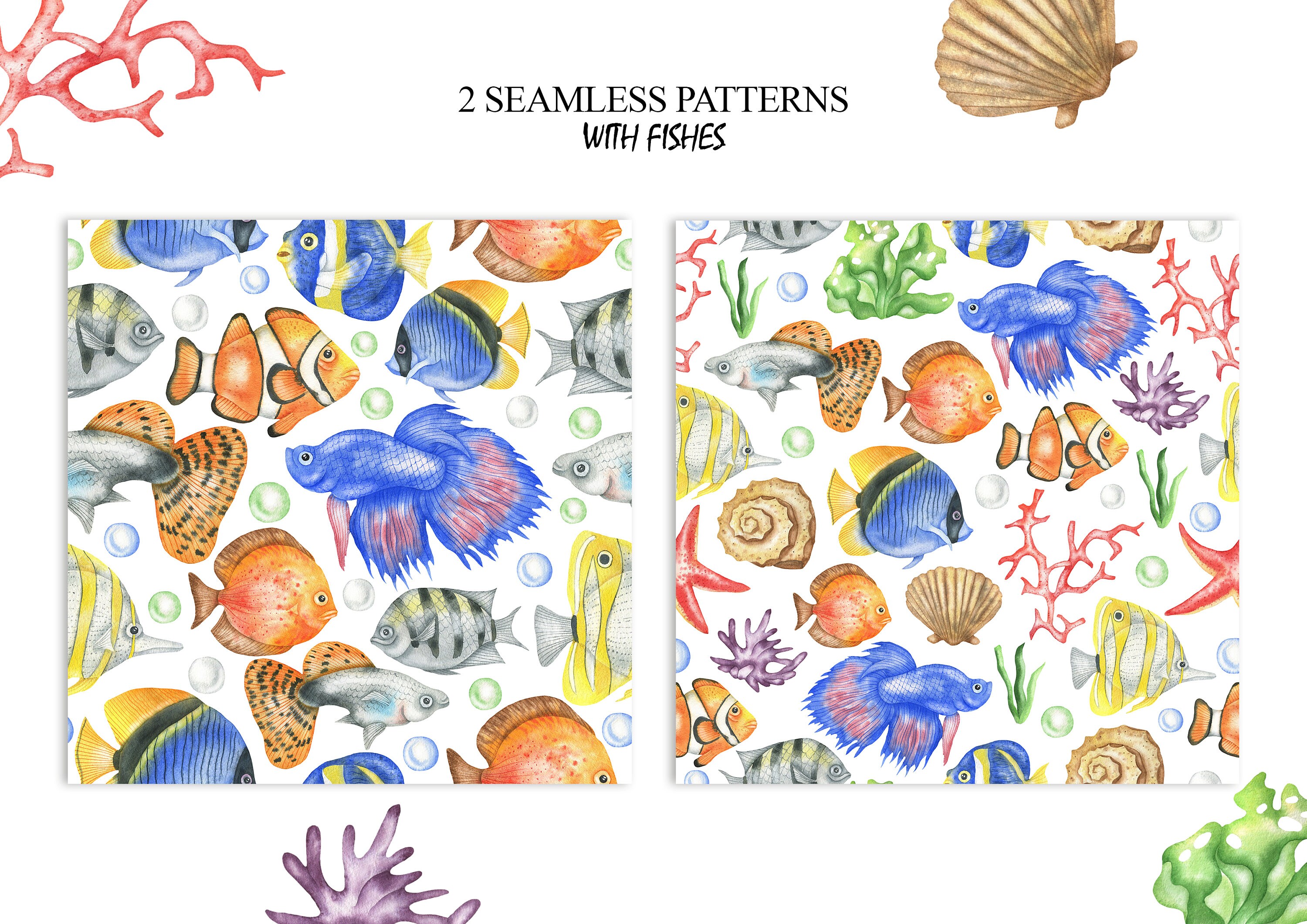 Watercolor Fish Clipart Colorful Tropical Fish Clip Art Sea - Etsy